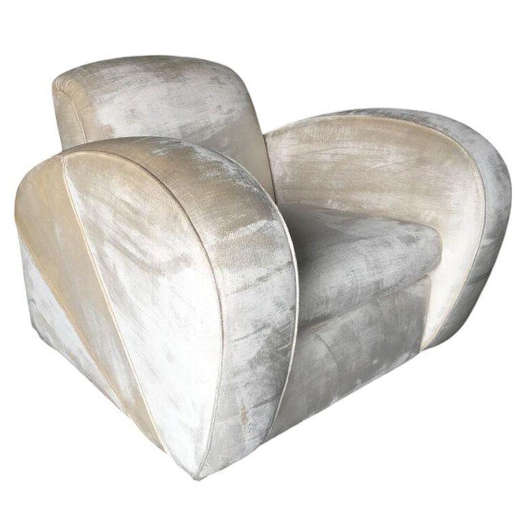 Art Deco Pearl White Mohair Jazz Club Chair W/ Speed Arms - Etsy