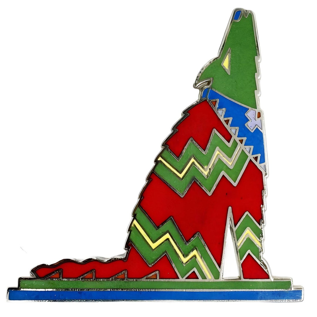 Enamel Southwestern Howling Coyote Wolf Antwear Brooch Pin by TAVLOS - Etsy