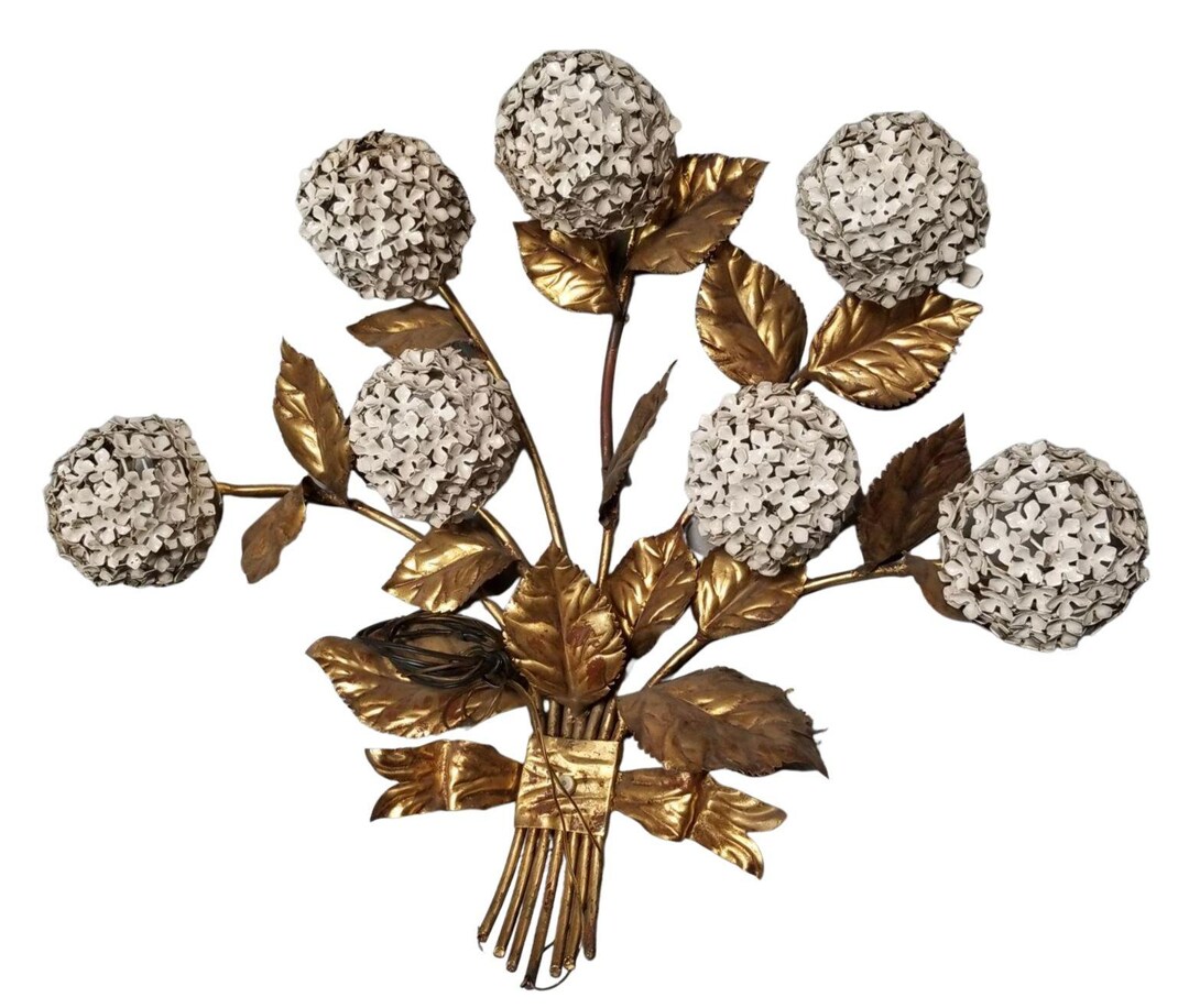 Mid Century Hydrangea Flowers Brass Wall Sconce Art Sculpture - Etsy