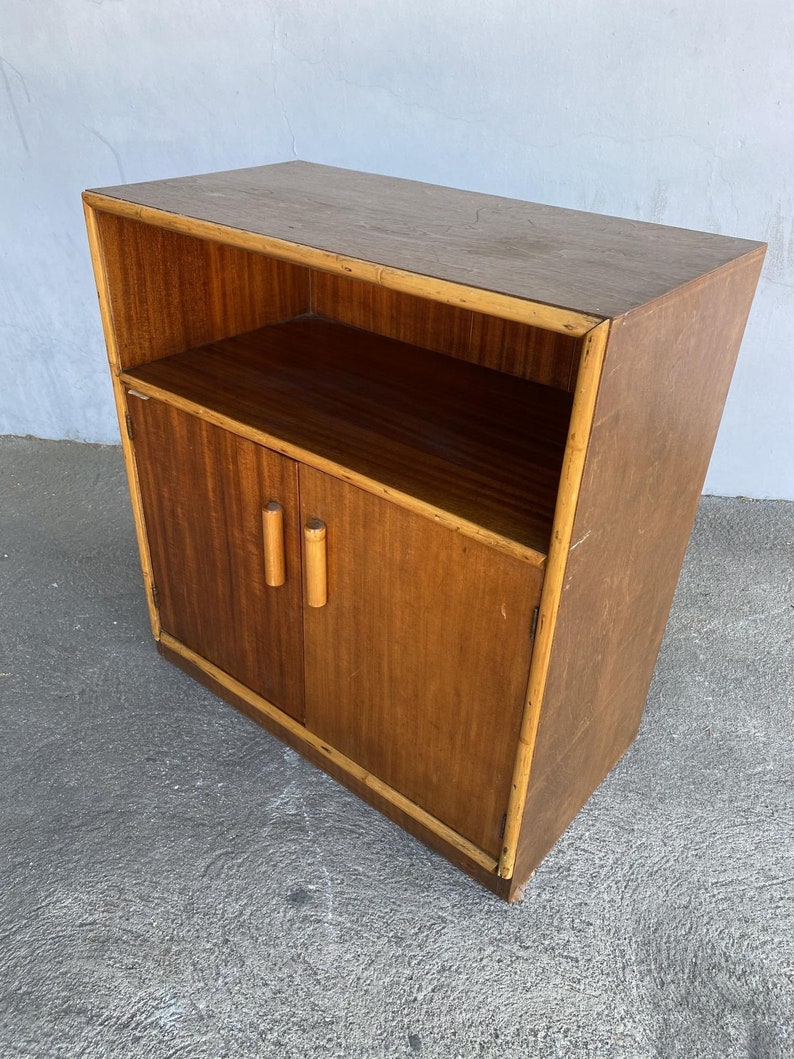 Restored Mahogany & Rattan Cabinet W/ Cubby Space - Etsy