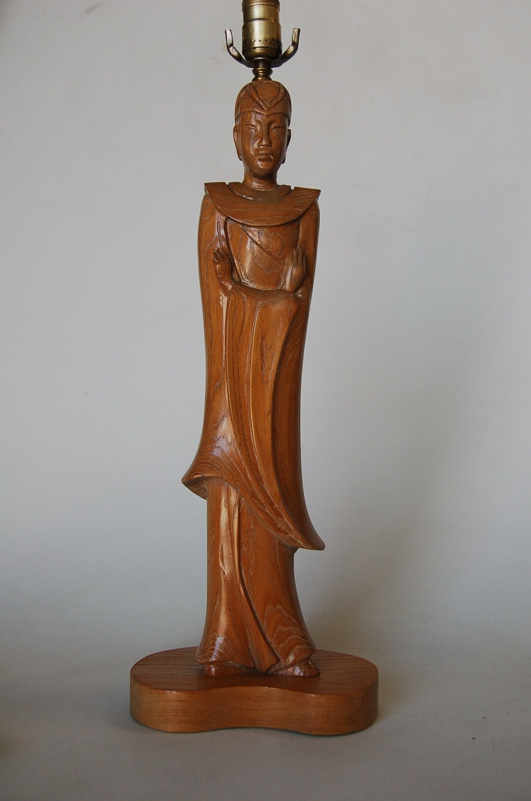 Mid-century Carved Oak Chinese Monk Wood Figure Lamp - Etsy