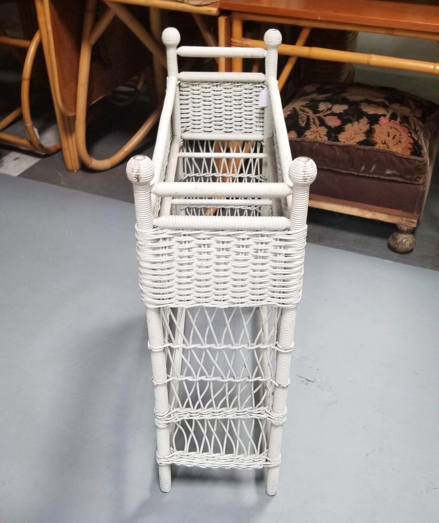 Restored White Rattan Wicker Plant Stand - Etsy