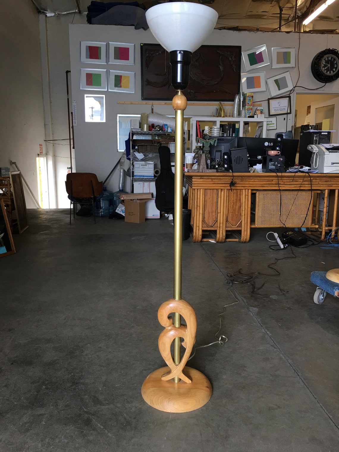 Heifetz Style Hand-carved Abstract Torchiere Floor Lamp - Etsy