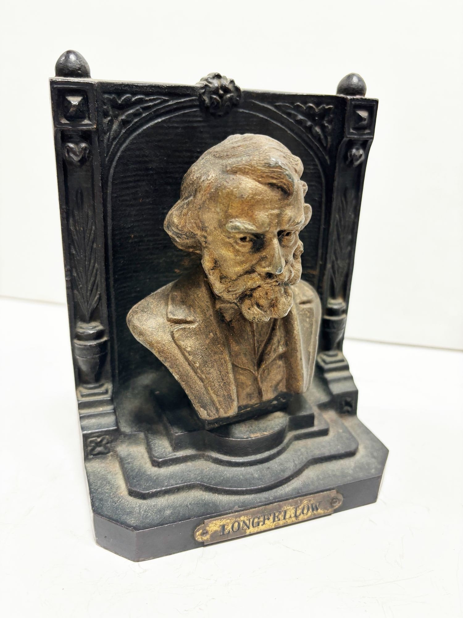 Solid Brass Bookends Bust of Henry W. Longfellow by "b & H" Bradley and ...