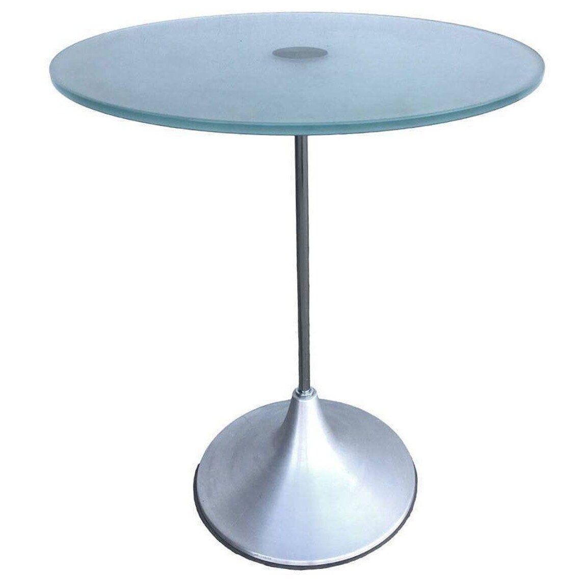 Y2K Chrome & Frosted Glass "bugle Base" Pedestal Side Table - Etsy