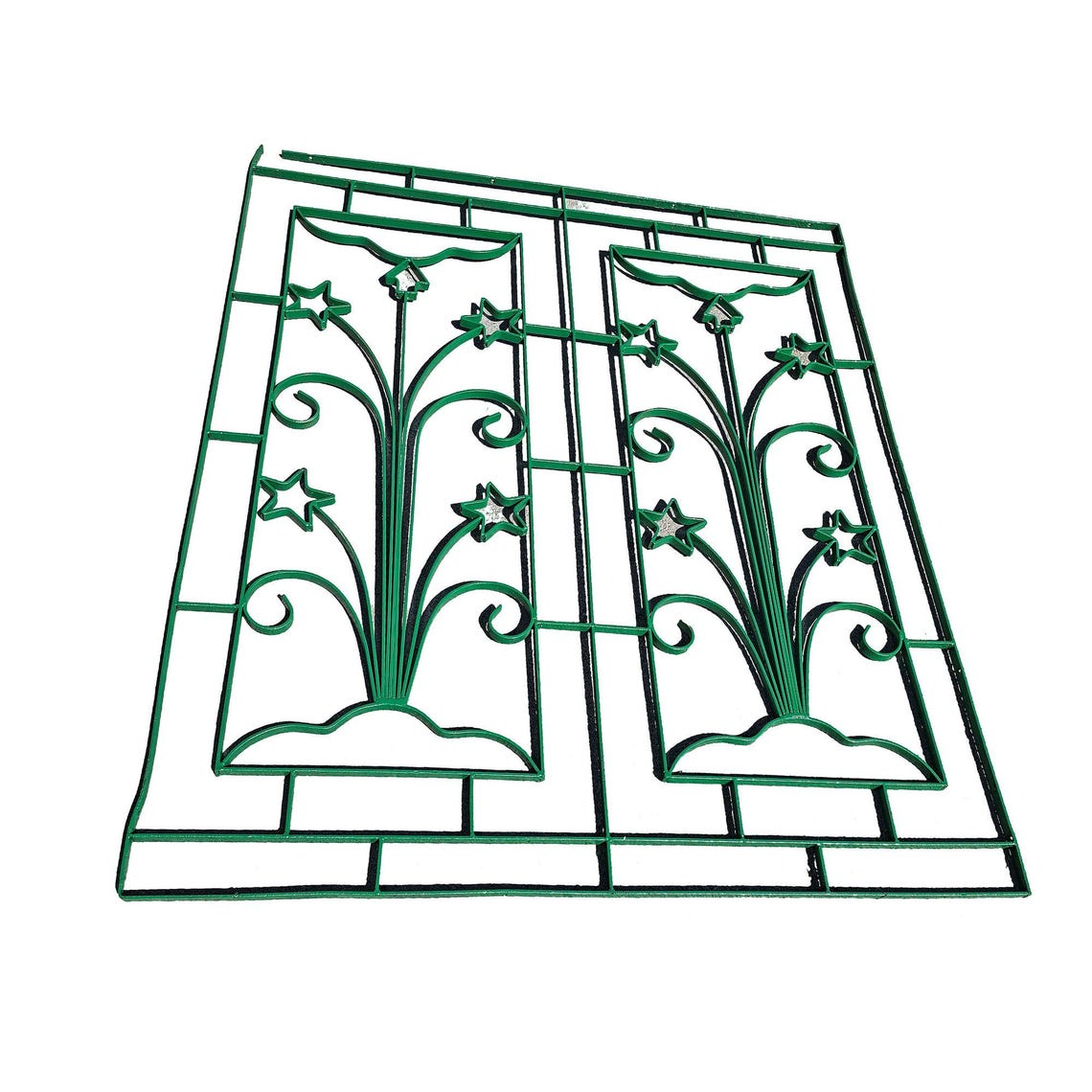 Geometric Art Deco Wrought Iron Gate Panel With Star Flower and Arrow ...