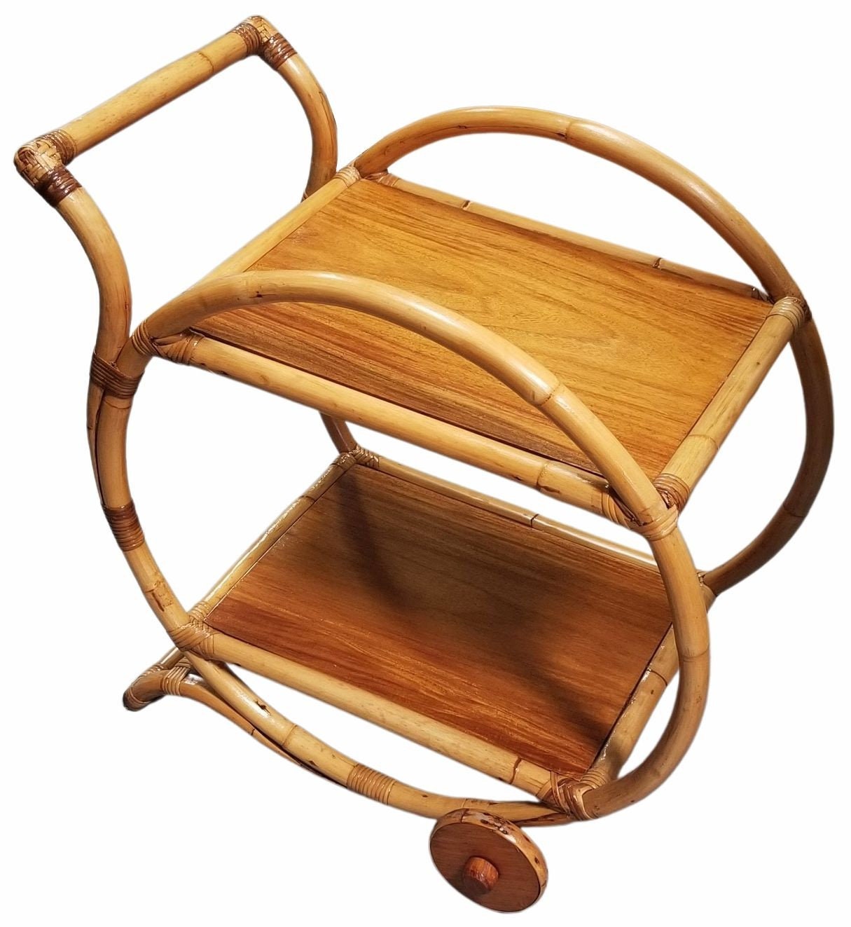 Restored Rattan and Mahogany Bar Cart With Wheels - Etsy