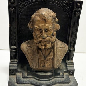 Solid Brass Bookends Bust of Henry W. Longfellow by "b & H" Bradley and ...