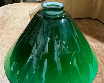 Vintage Green Cased Milk Glass Light Shade, Cone Shaped Emeralite Bar ...