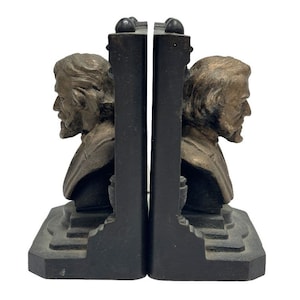 Solid Brass Bookends Bust of Henry W. Longfellow by "b & H" Bradley and ...
