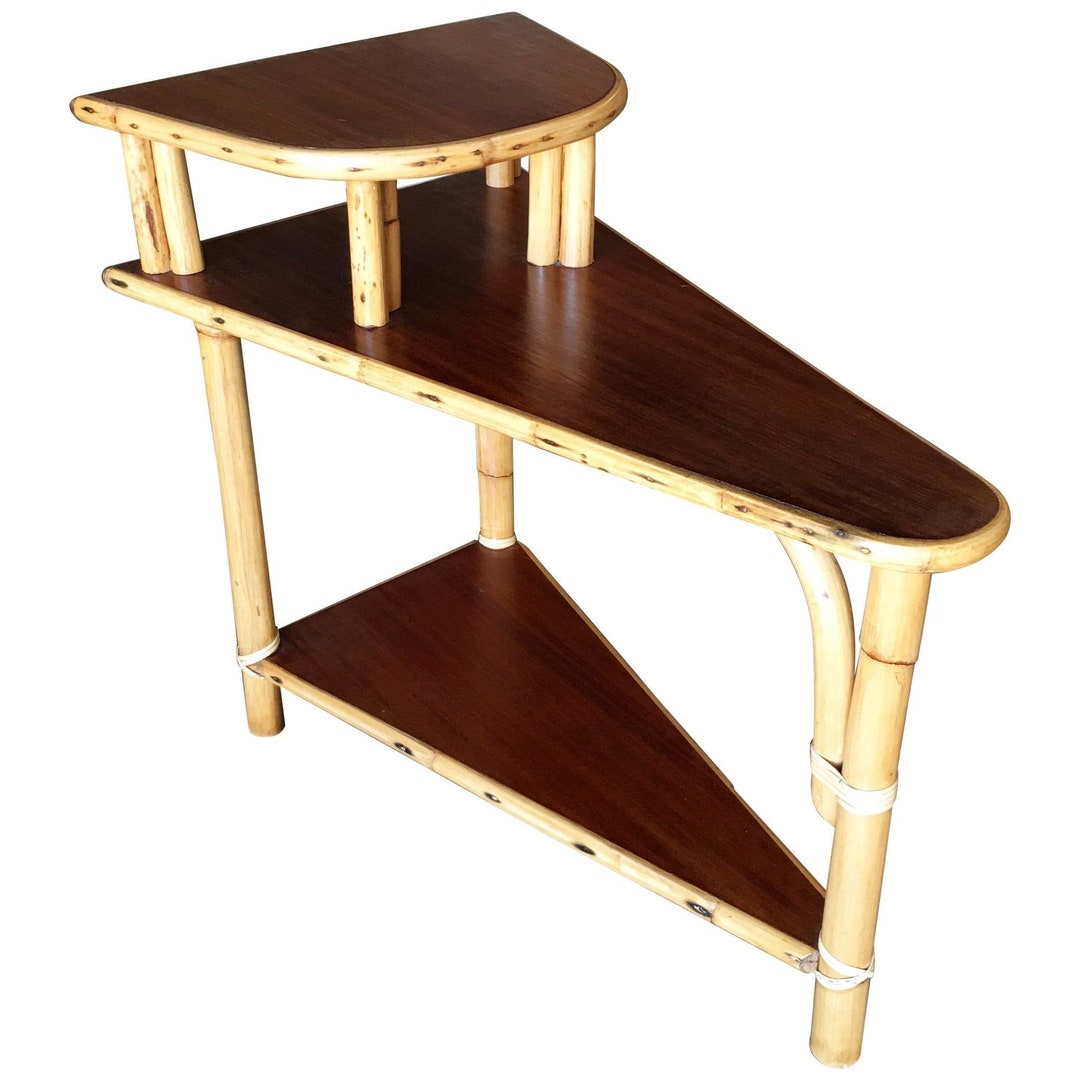 Restored 3-tier Wedge Side Table W/mahogany Tops - Etsy