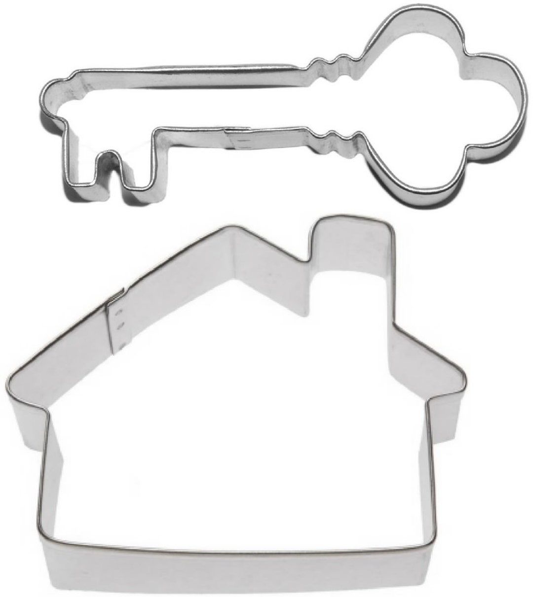 House & Antique Key Realtor Cookie Cutter Set Metal Real Estate Gift ...