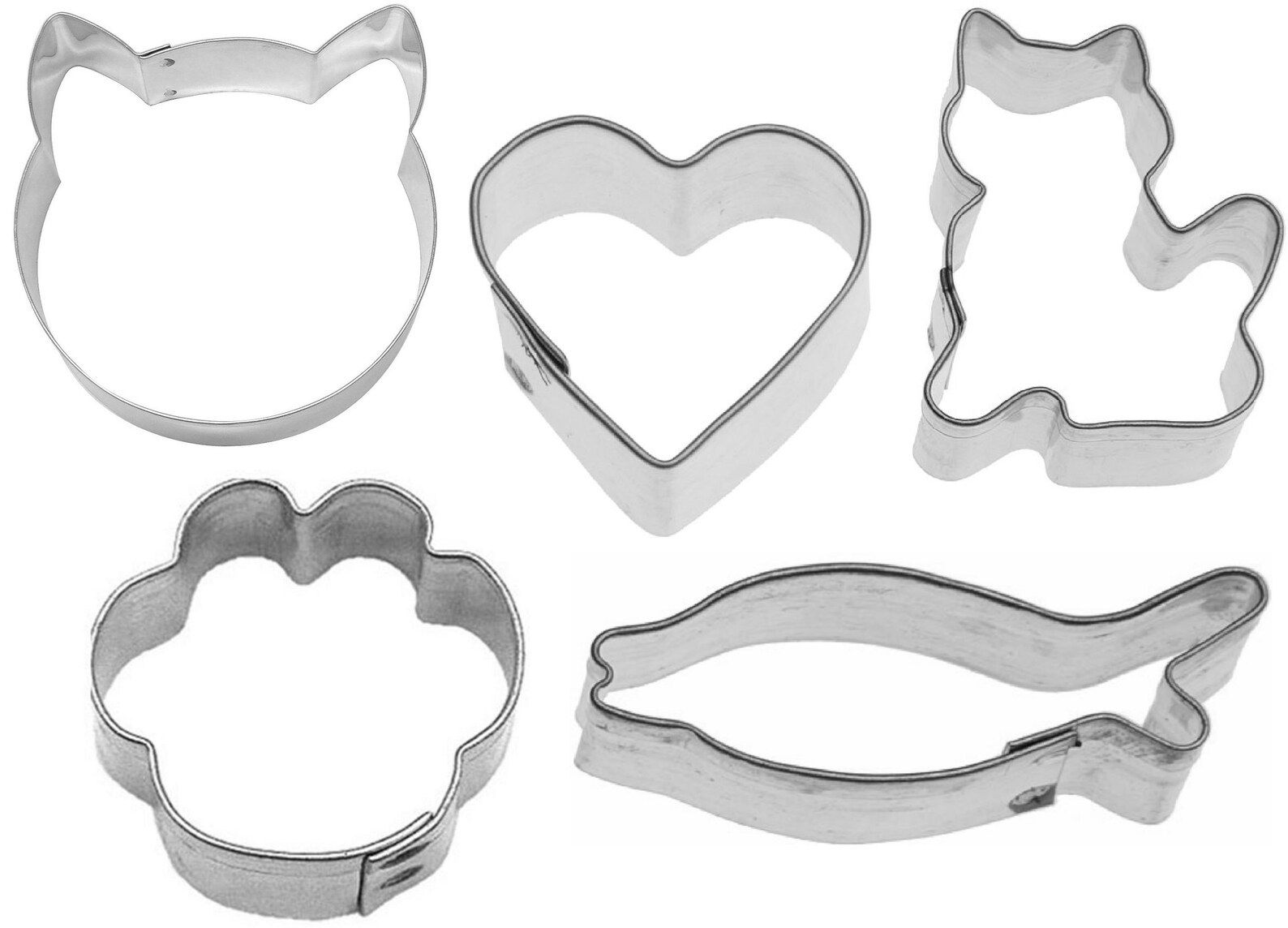 5 Piece Mini Cat Kitten Treat Cookie Cutter Set Metal | Etsy