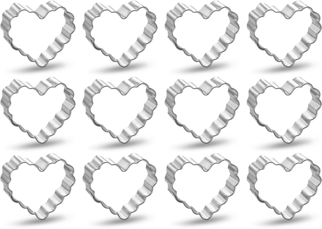 1 Dozen 12 Mini Fluted Scalloped Heart 1.5'' Cookie Cutters Wedding ...