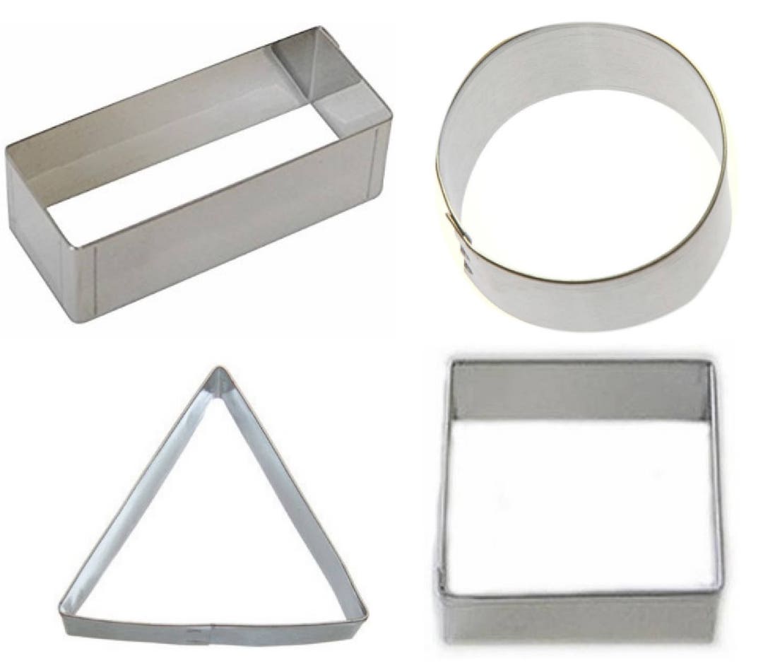 4 Piece MINI 2'' Shape Cookie Cutter Set Rectangle Square Triangle ...