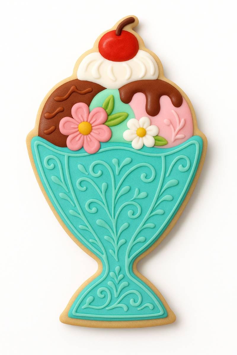 Ice Cream Sundae Cookie Cutter Metal | Summer Frozen Dessert | Birthday ...