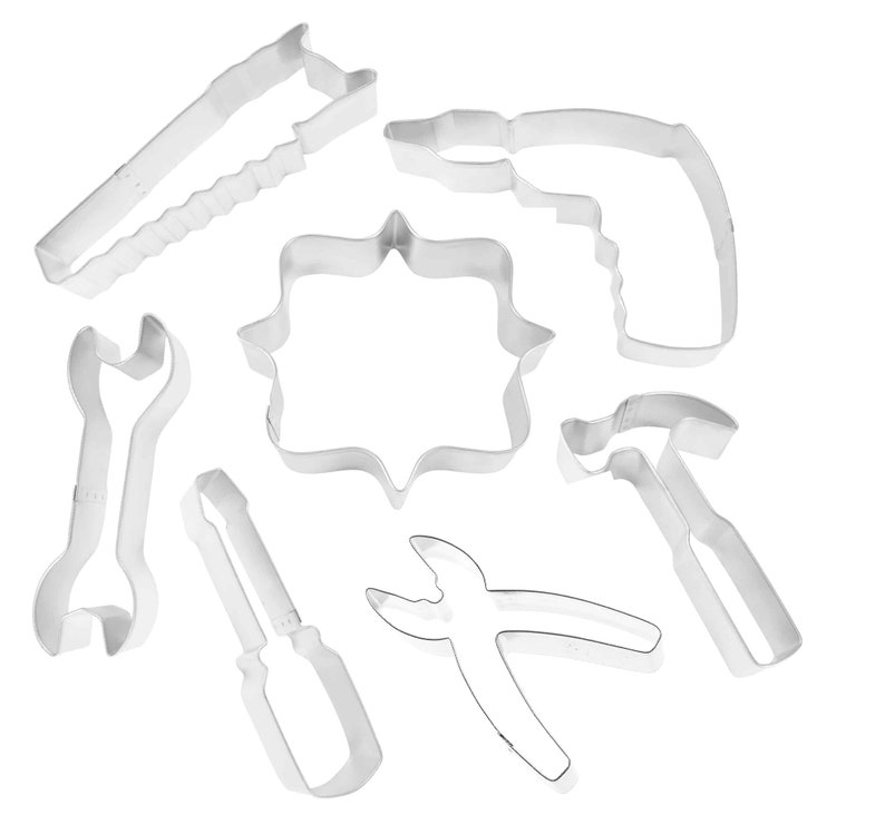 7 Piece Tool Cookie Cutter Set Construction Cookies Drill - Etsy