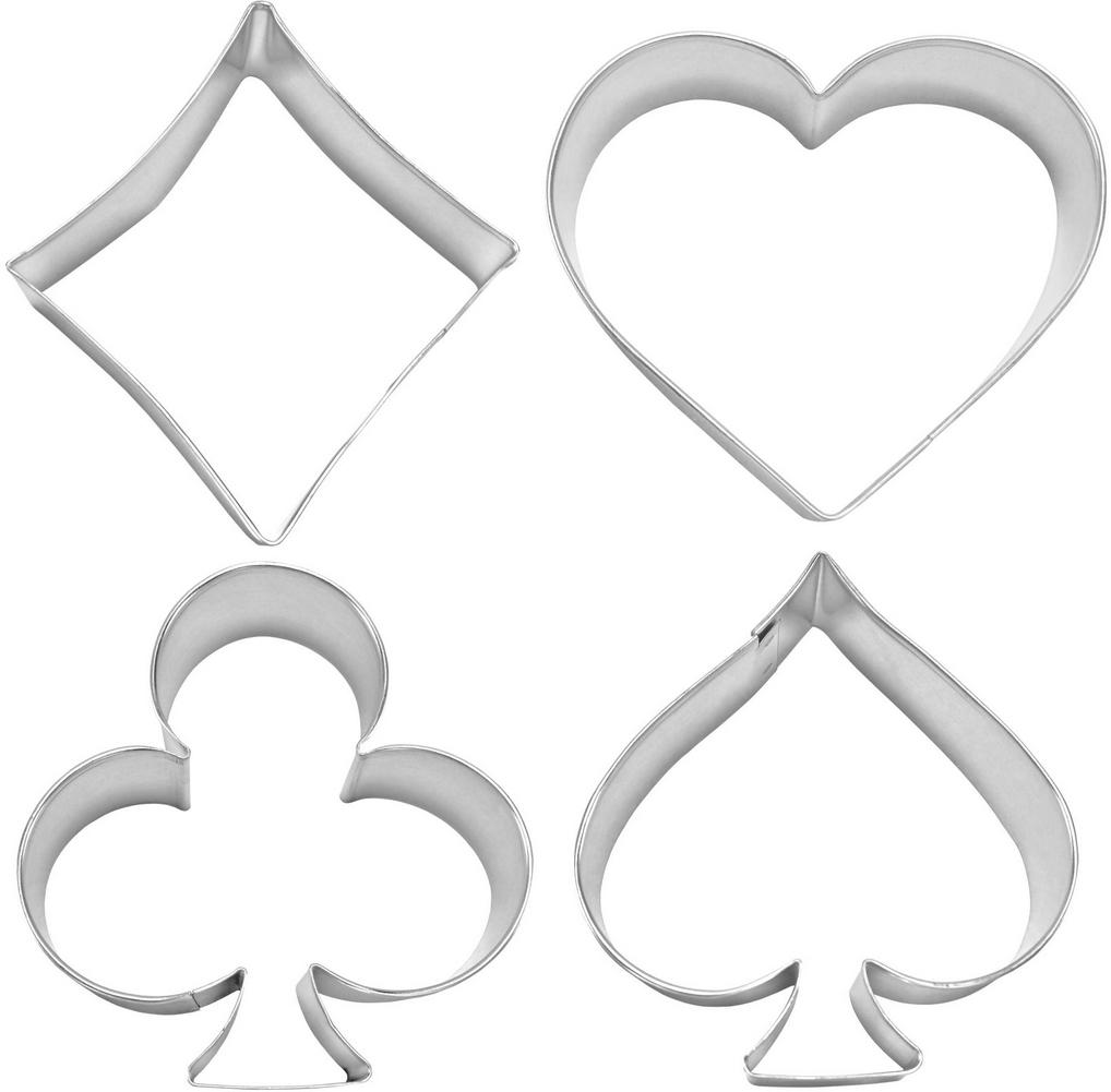 4 Piece Poker Card Cookie Cutter Set Metal Game Party Treats Sandwiches ...