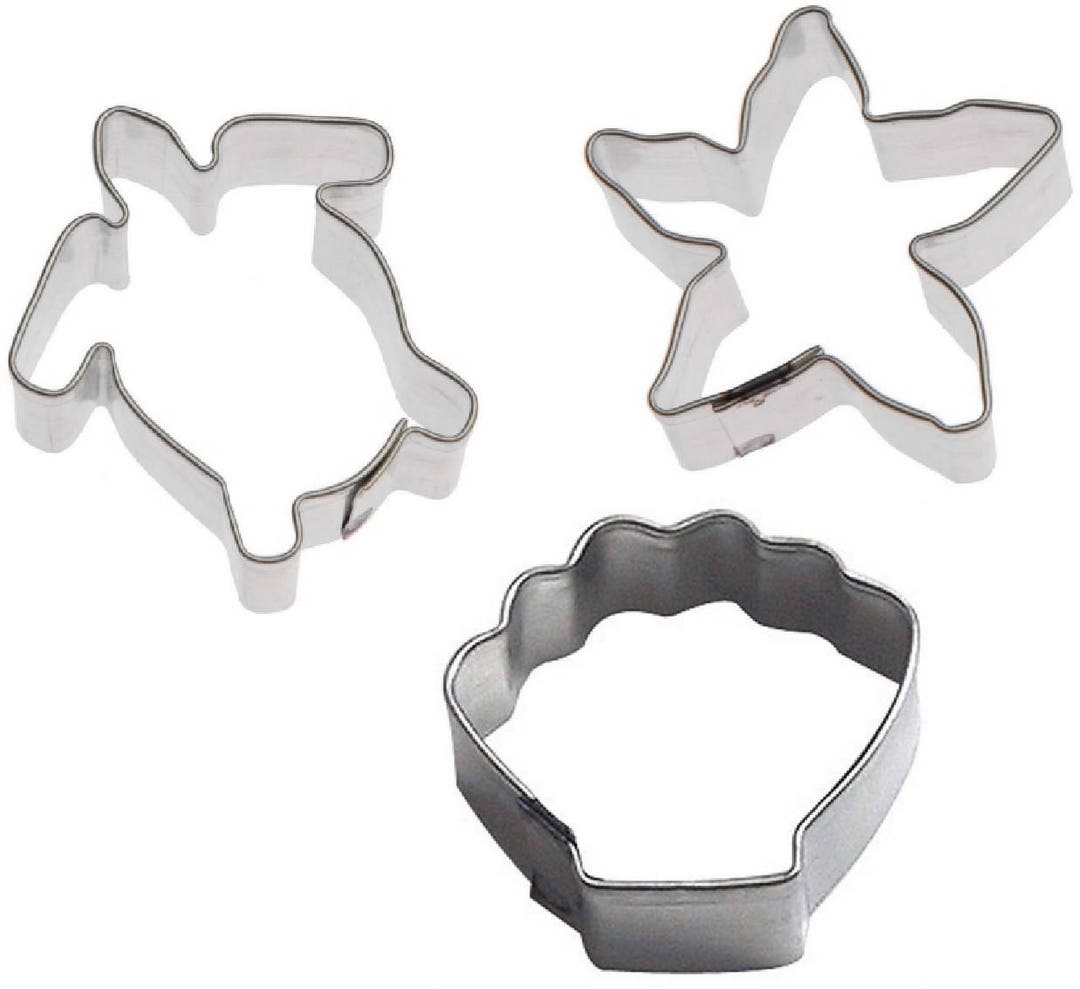 3 Piece MINI Sea Turtle Seashell Starfish Seaturtle Cookie Cutter Set ...