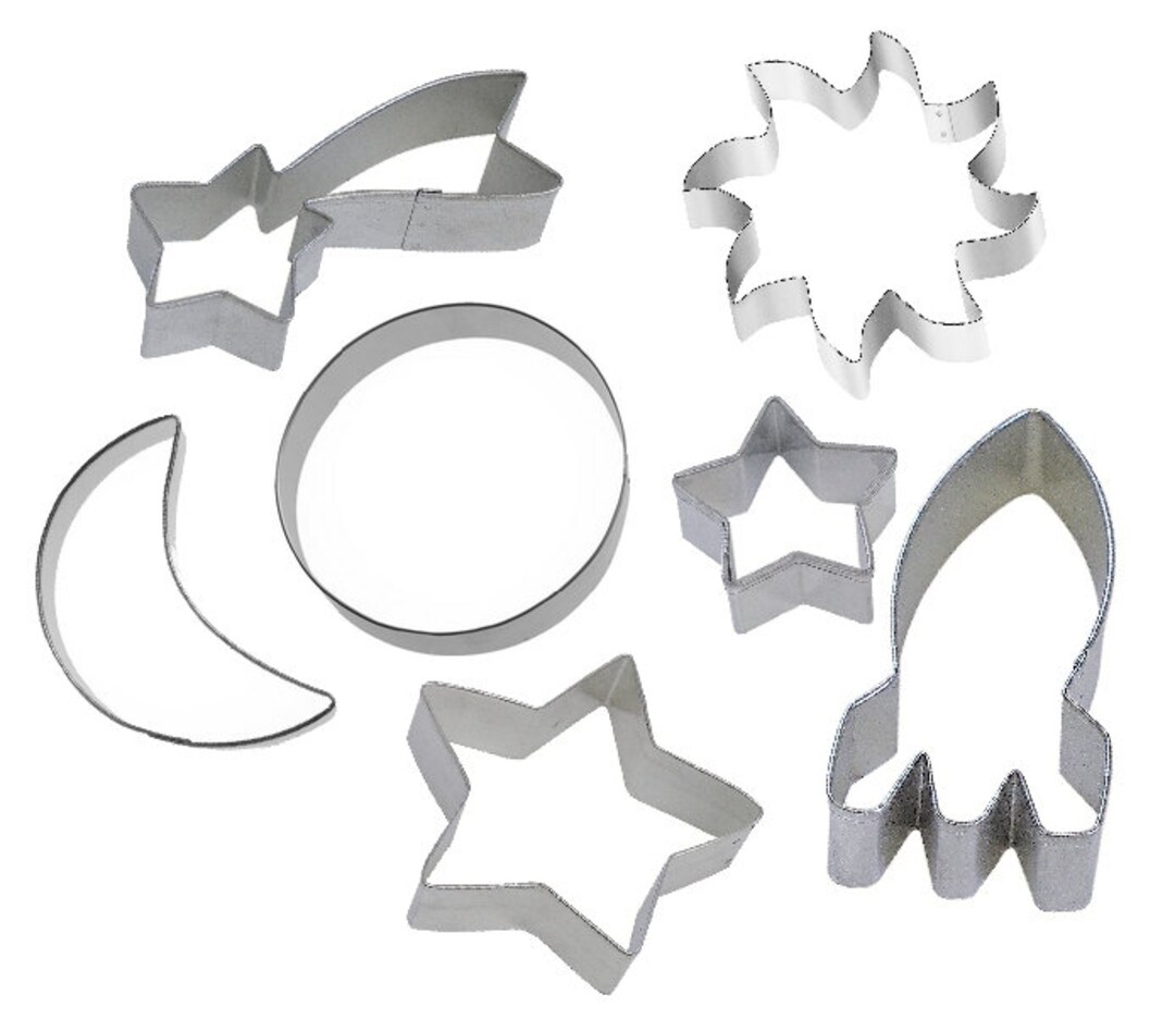 7 Piece Space Cookie Cutter Set Galaxy Solar System Astronomy Metal ...