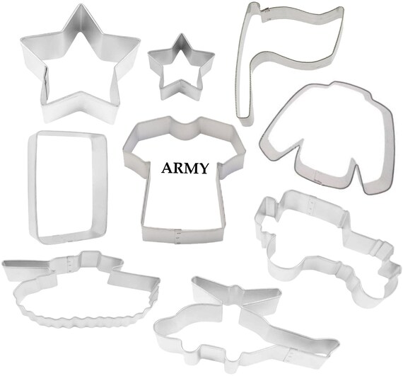 9 Piece Army Military Cookie Cutter Set Metal | Etsy