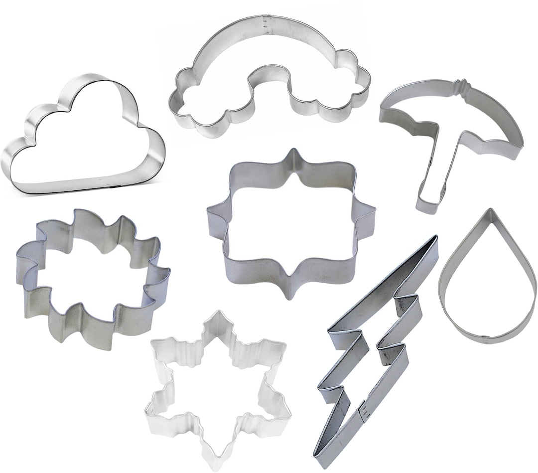 8 Piece Weather Cookie Cutter Set | Rainbow, Cloud, Sun, Raindrop - Etsy