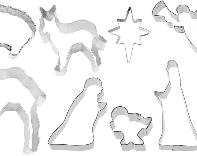 8 Piece Christmas Nativity Manger Scene Cookie Cutter Set Metal ...