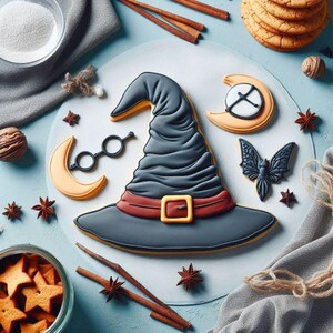 7 Piece Witch and Wizard Cookie Cutter Set Metal | Cookie Cutters - Etsy