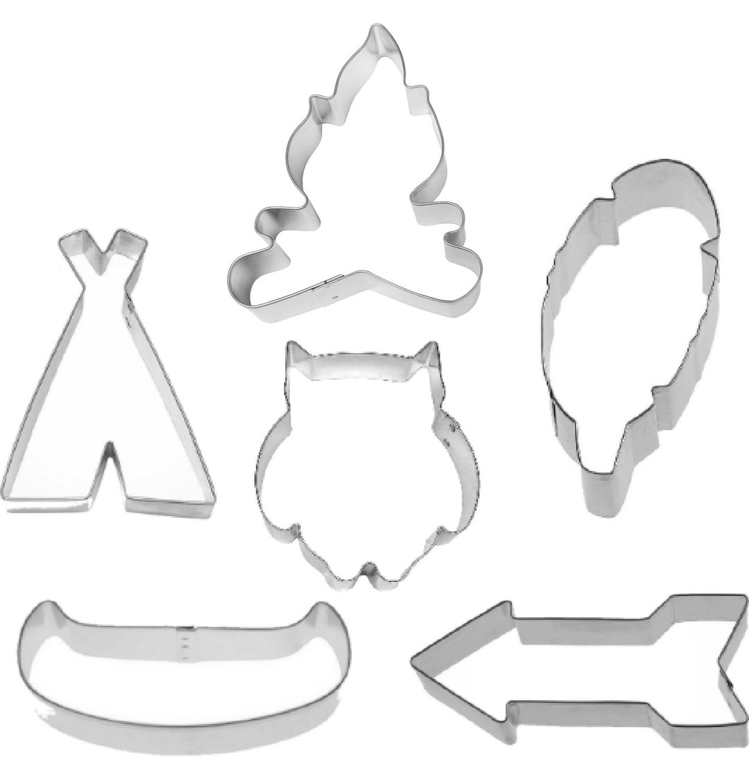 6 Piece Camping Arrow Feather Owl Teepee Campfire Canoe Cookie Cutter ...