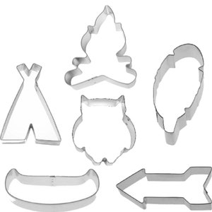 6 Piece Camping Arrow Feather Owl Teepee Campfire Canoe Cookie Cutter ...