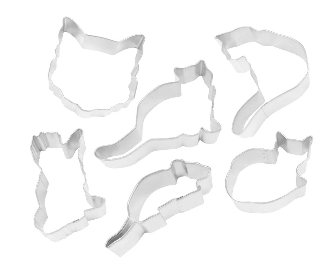 6 Piece Cat Cookie Cutter Set New! Animal Shelter Fundraiser Metal ...