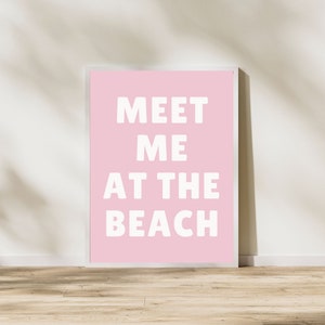 Meet Me at the Beach | Digital Download Art Print Pink White - Etsy