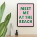 Meet Me at the Beach | Digital Download Art Print Pink Green - Etsy
