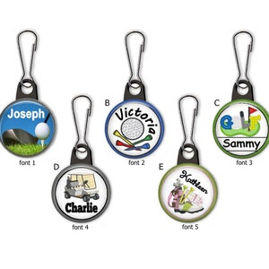 Golf Personalized Zipper Pull Charms - Golf Club-golf Ball-golf Cart ...