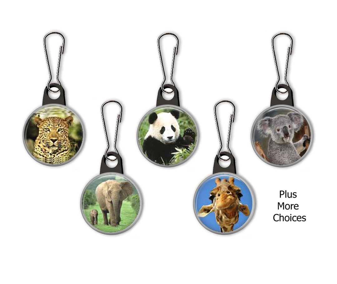 Jungle Animals Zipper Pull Charm: Lion, Tiger, Panda, Giraffe--no. 265 ...