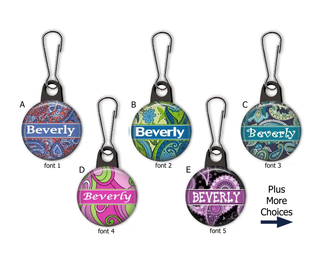 Paisley Prints Personalized Names - Retro Patterns Zipper Pull Charms ...