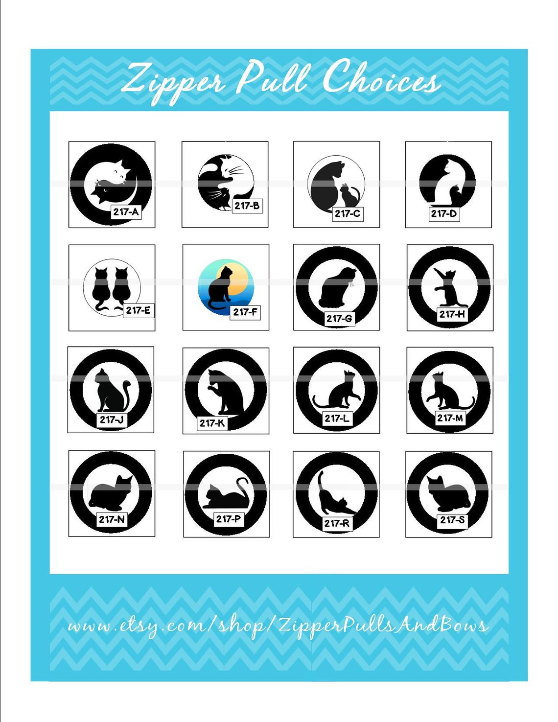 Cat Silhouettes Black and White Cats Zipper Pull Charms 217 | Etsy