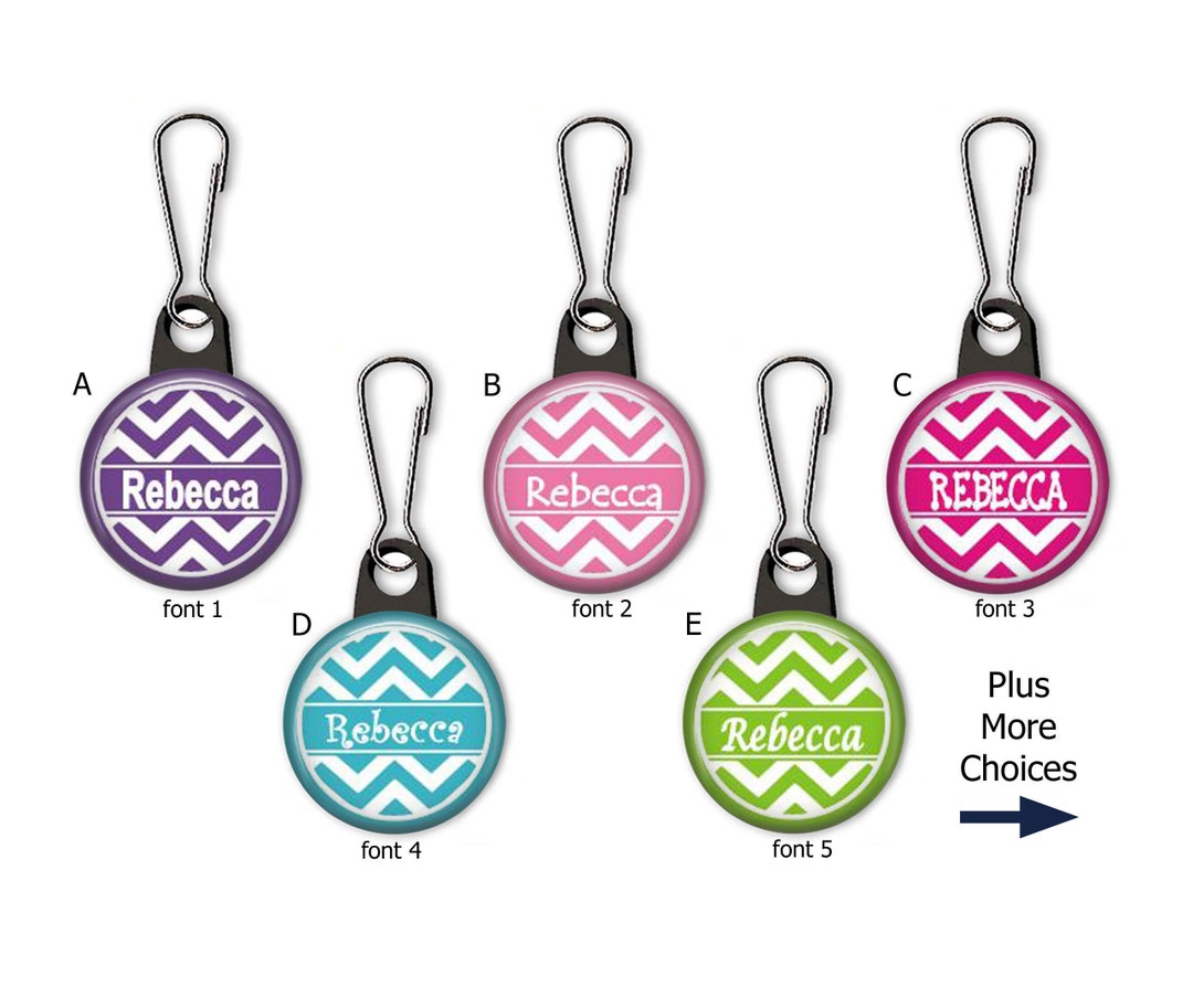 Zig Zag Chevron Pattern Personalized Zipper Pull Charms - No. 783 - Etsy