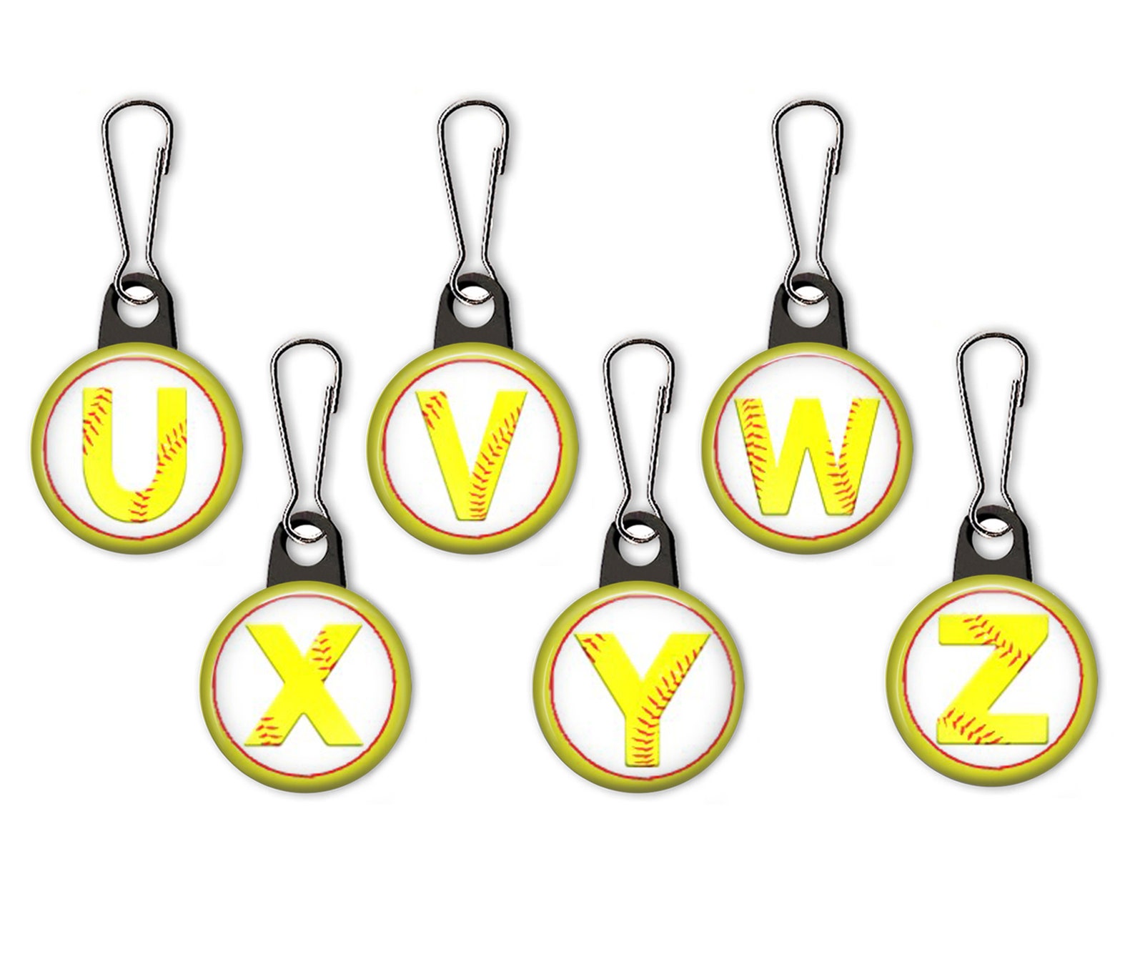 Softball Initials Alphabet A to Z zipper Pull Charmsno. - Etsy