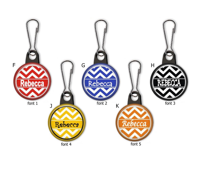 Zig Zag Chevron Pattern Personalized Zipper Pull Charms - No. 783 - Etsy