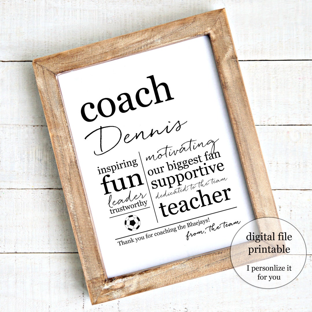 Personalized Coach Gift, Coach Thank You, Sports Coach Present, Custom ...