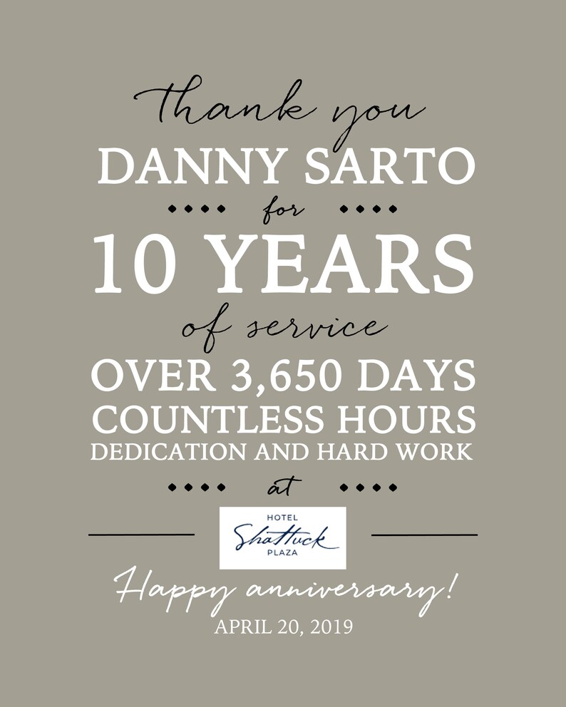 Work Anniversary Print Work Anniversary Gift Thank You | Etsy Canada