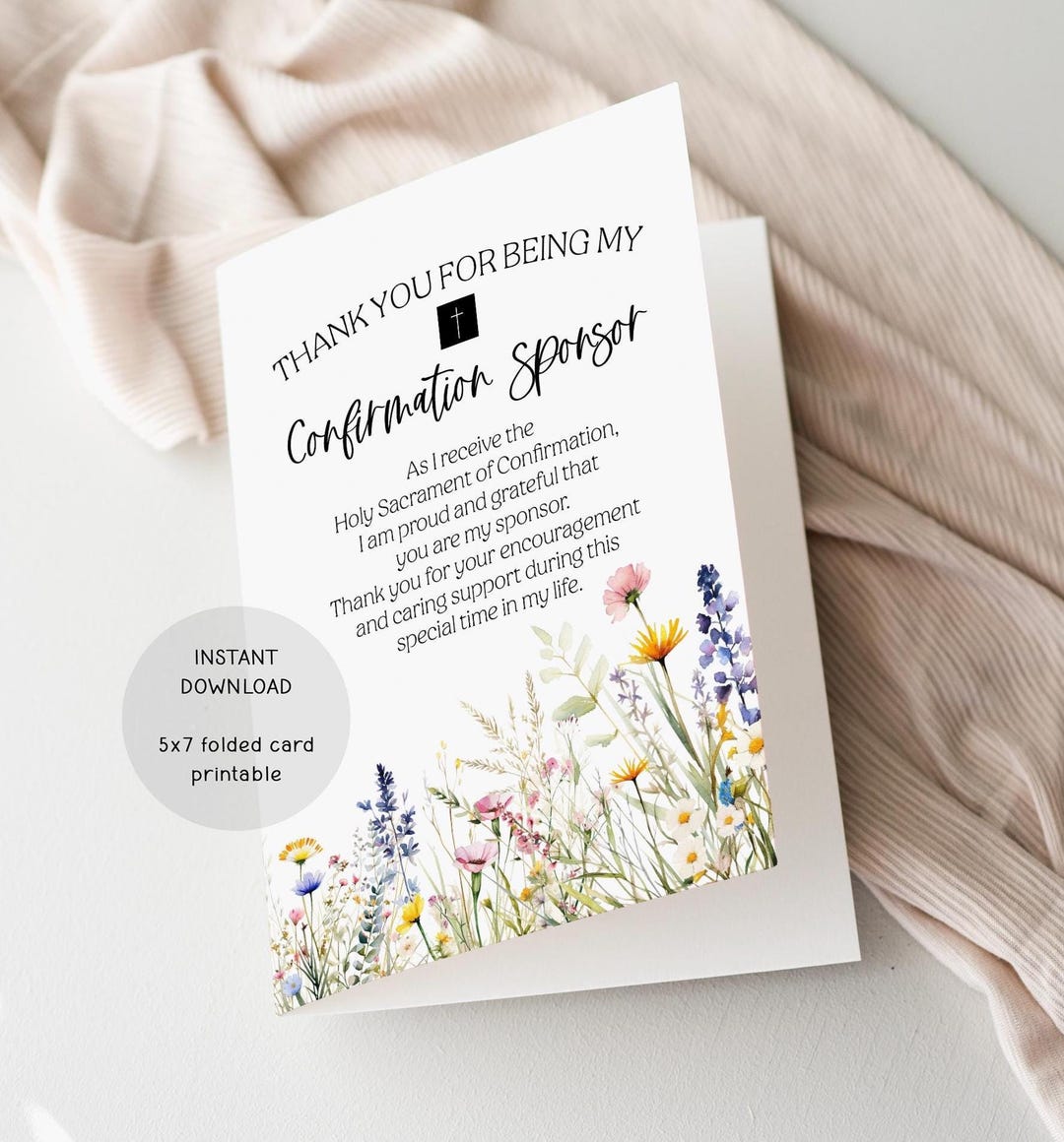 Confirmation Sponsor Thank You Card, Confirmation Sponsor Gift, Sponsor ...