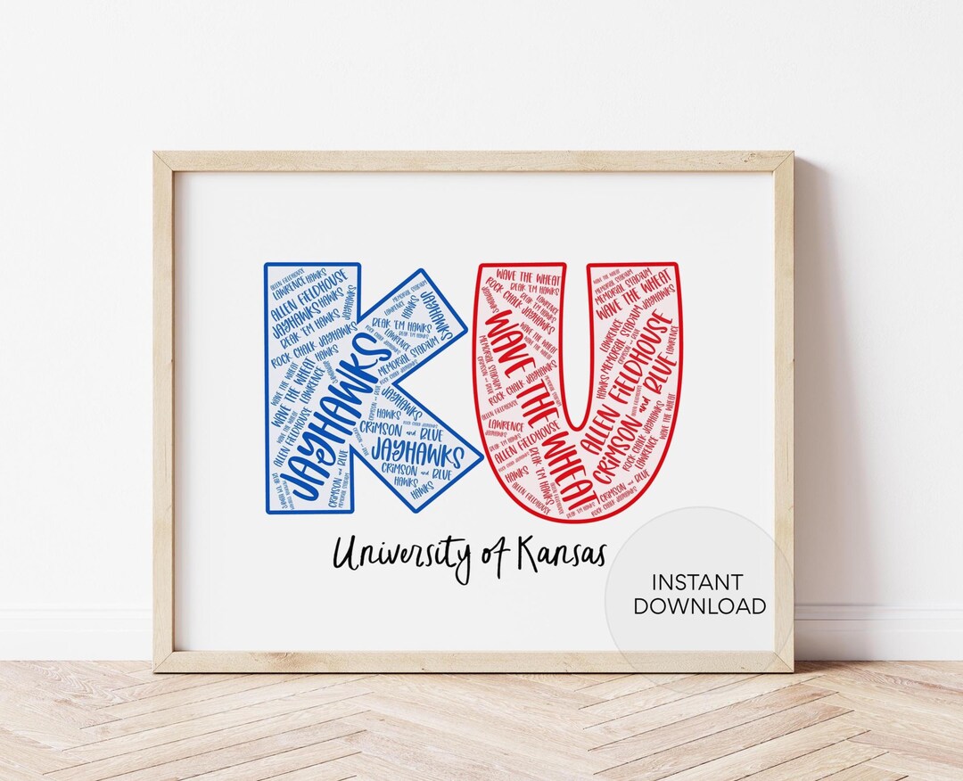 University of Kansas Printable, KU Word Art Print, KU Wall Art, Instant ...