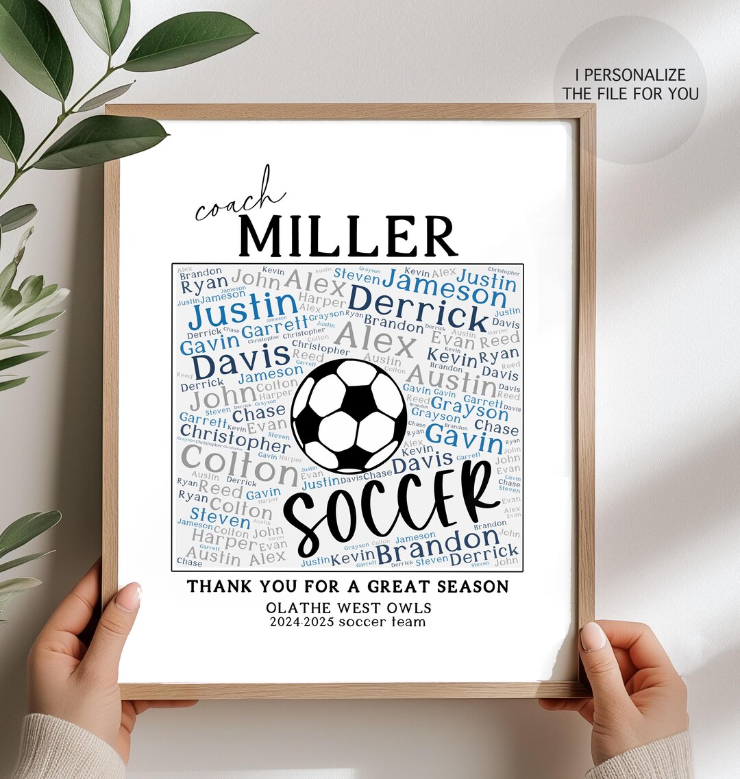 Personalized Soccer Coach Printable, Soccer Coach Gift, End of Season ...