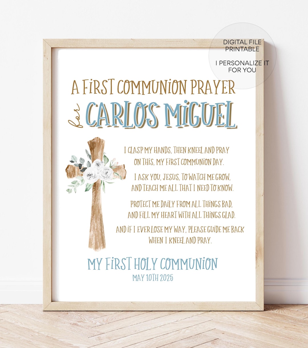 First Communion Print, Communion Gift, First Communion Party Sign ...