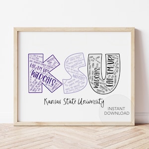 Kansas State Printable, KSU Word Art Print, KSU Wall Art, Instant ...