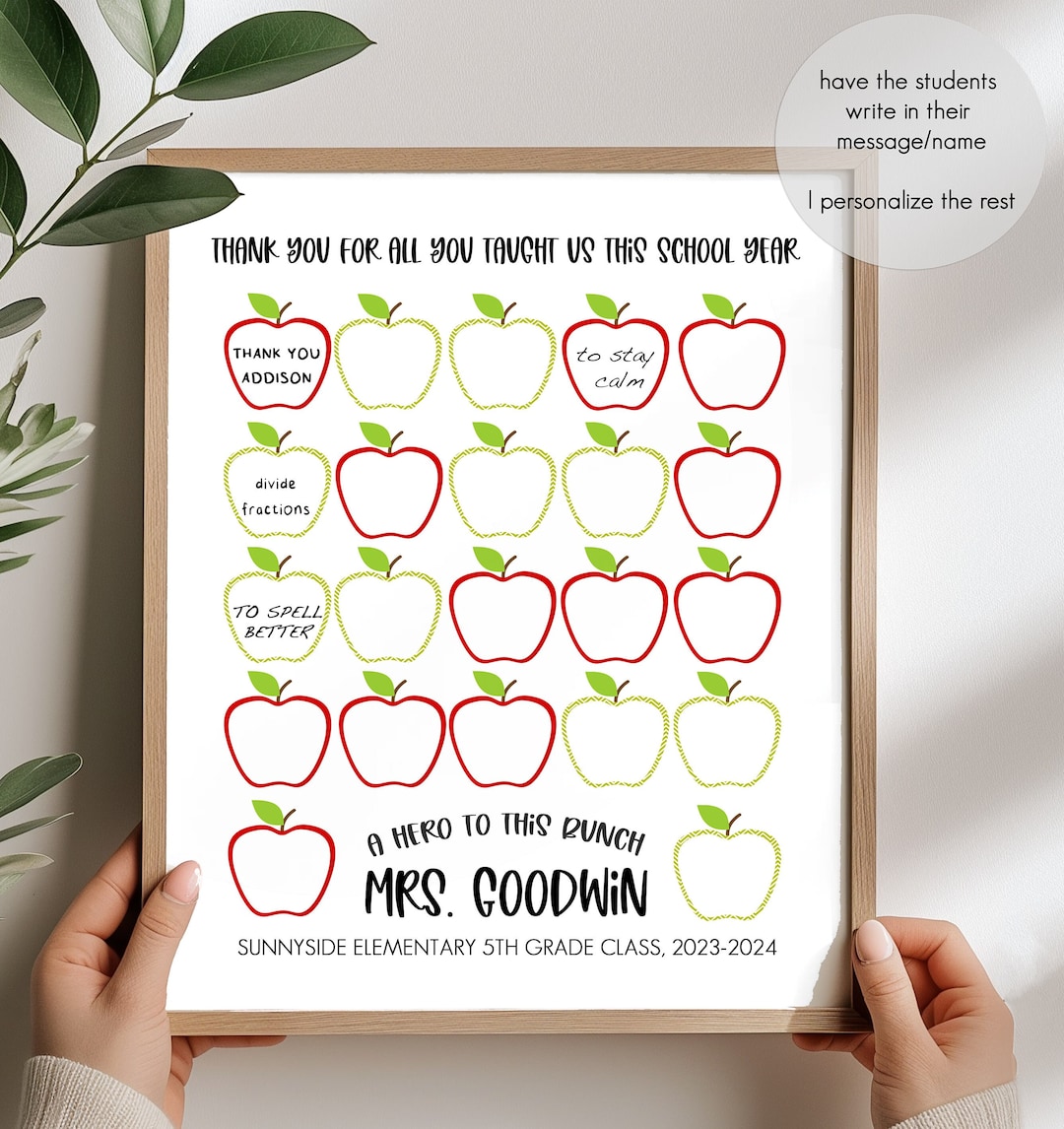 Personalized Class Names, Class Gift, End of Year, Teacher Gift ...