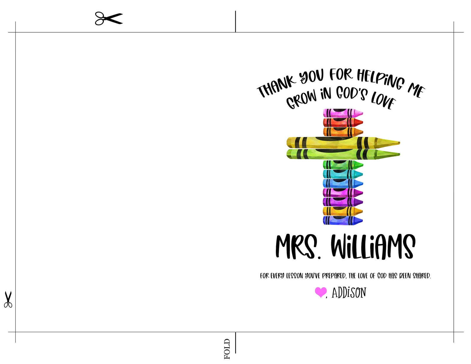 Religion Teacher Card, Sunday School Teacher, Religion Thank You, Gift ...