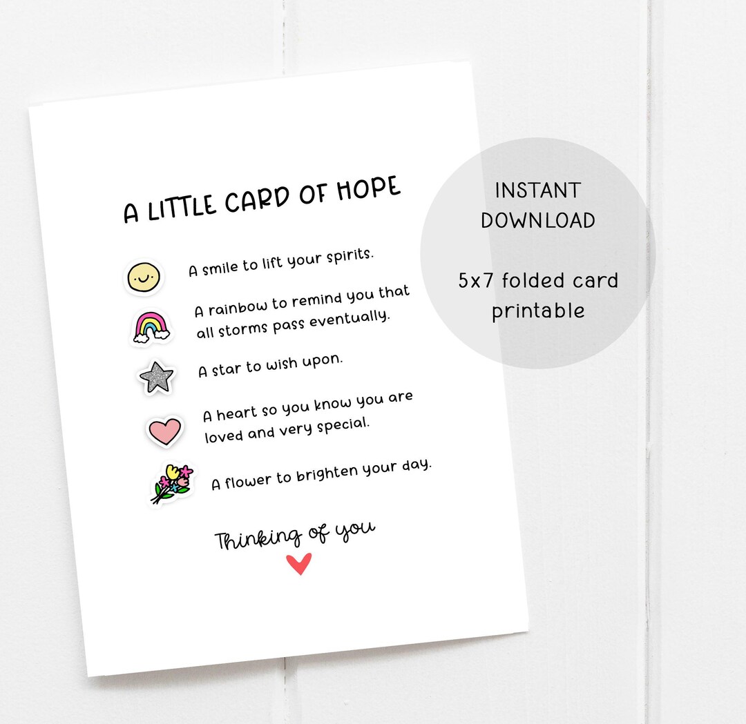 A Little Card of Hope, Positivity, Encouragement Card, Thinking of You ...